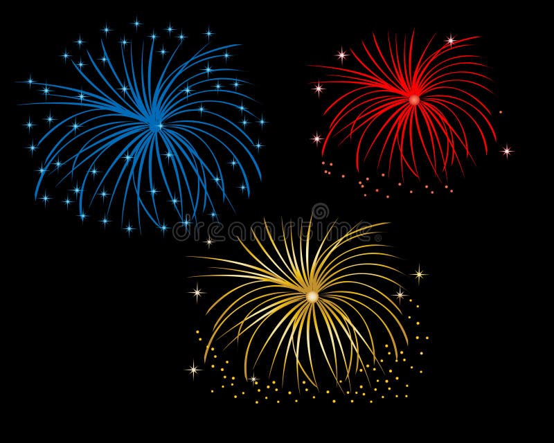Firework display at night stock vector. Illustration of celebration ...