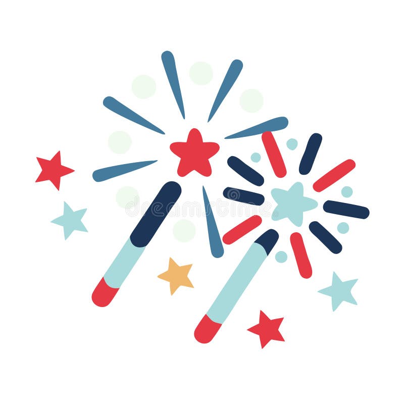 A Firework Display with Two Fireworks and a Star Stock Illustration ...