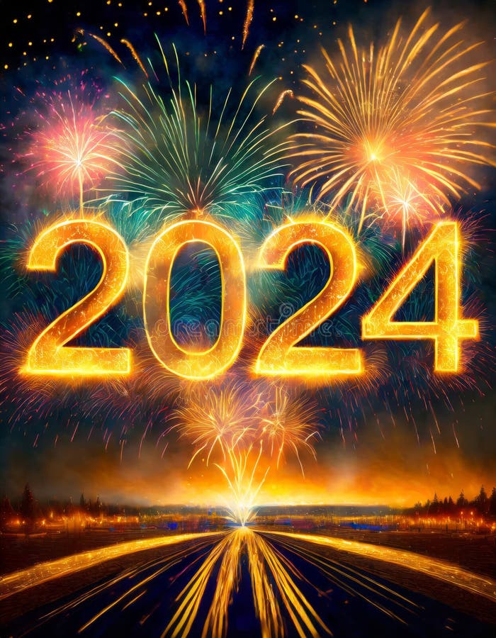 Firework Displaying the Number 2024. New Year S Eve Stock Illustration ...