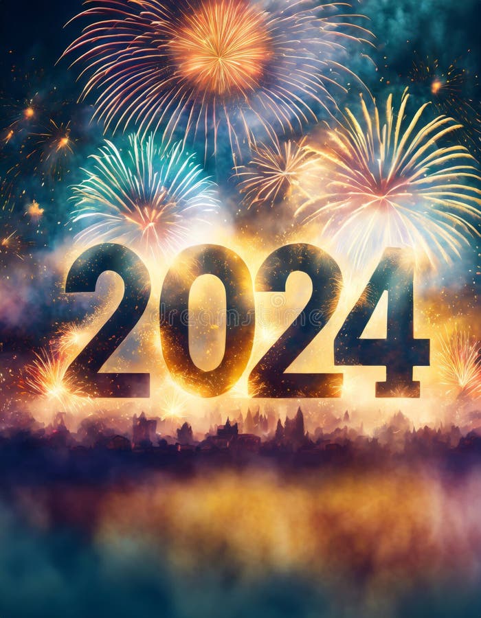 Firework Displaying the Number 2024. New Year S Eve Stock Illustration ...