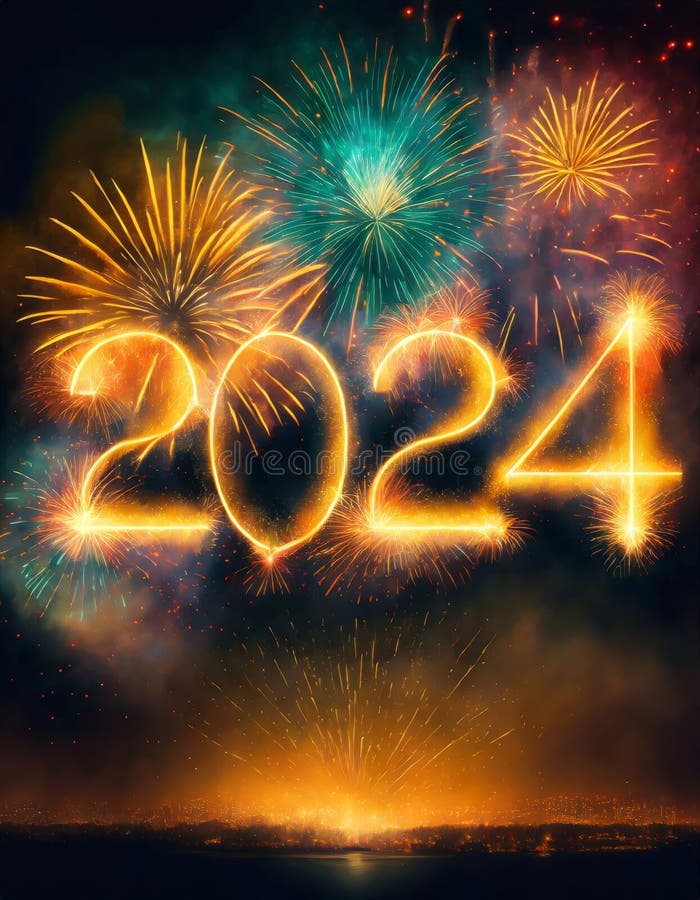 Firework Displaying the Number 2024. New Year S Eve Stock Illustration ...