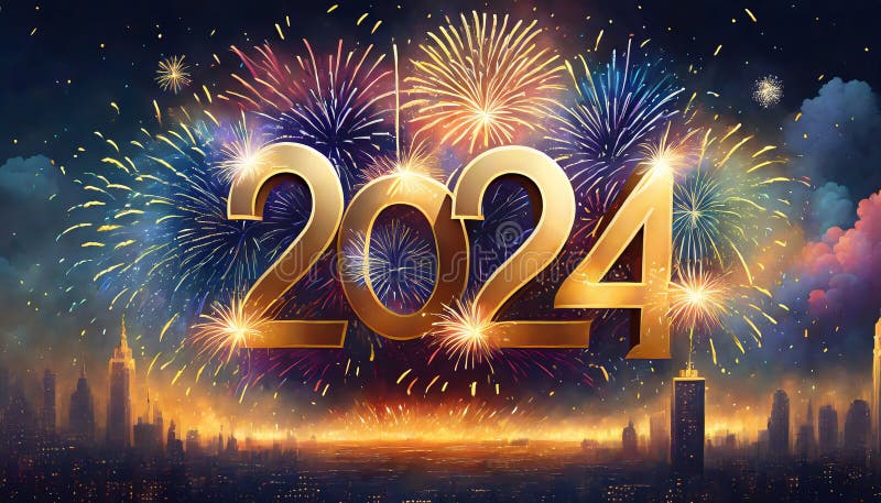 Firework Displaying the Number 2024. New Year S Eve Stock Illustration ...