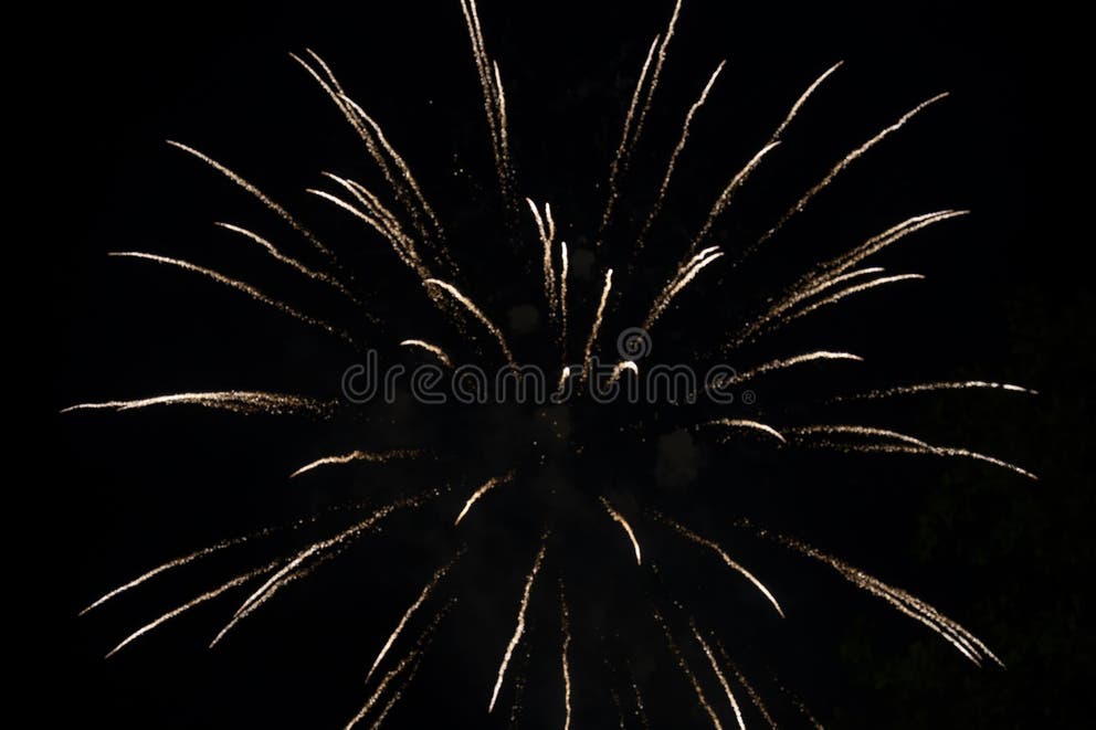 Firework Explodes at Night. Stock Photo - Image of fireworks ...