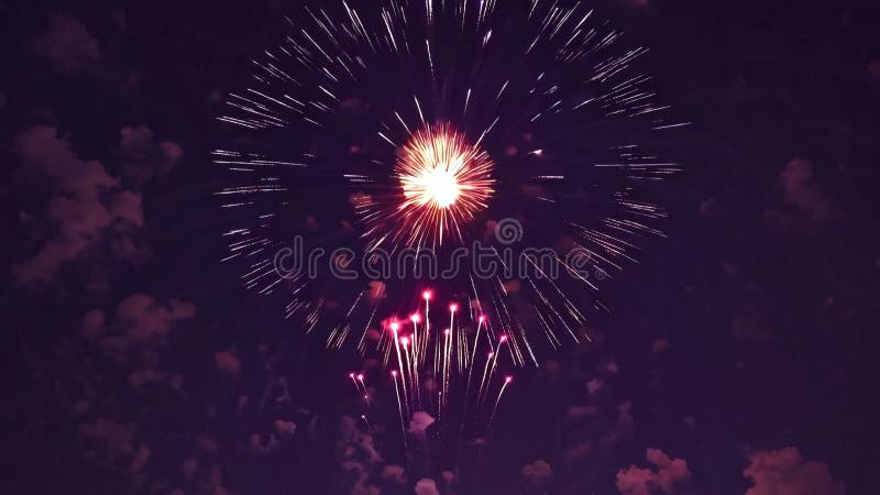 Firework Explosion Against Night Sky, Celebration Event. Festive ...