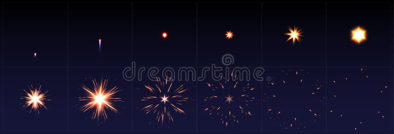 Firework Explosion Animation Frames Set Stock Illustration ...