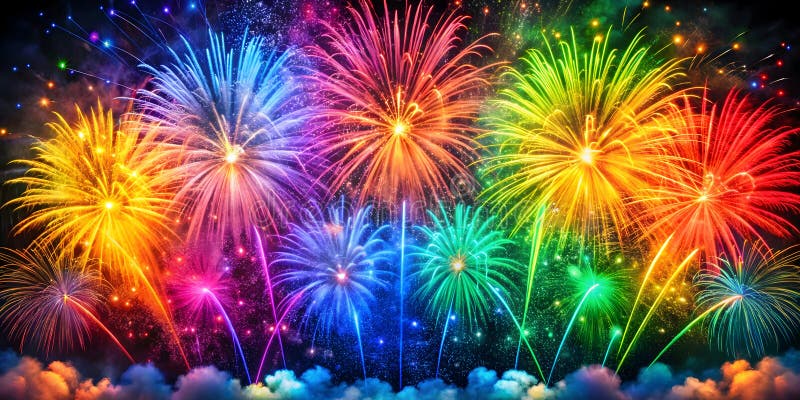Firework Explosion with Rainbow Color Palette Stock Illustration ...