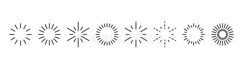 Firework Explosion, Stars Outline Template. Sunburst Set Isolated Stock ...