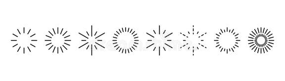 Firework Explosion, Stars Outline Template. Sunburst Set Isolated Stock ...