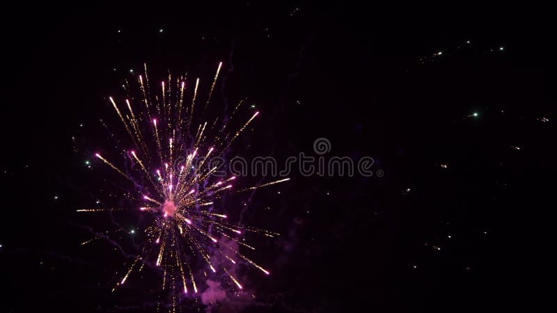 Firework Explosions in the Sky Slow Motion Stock Video - Video of night ...