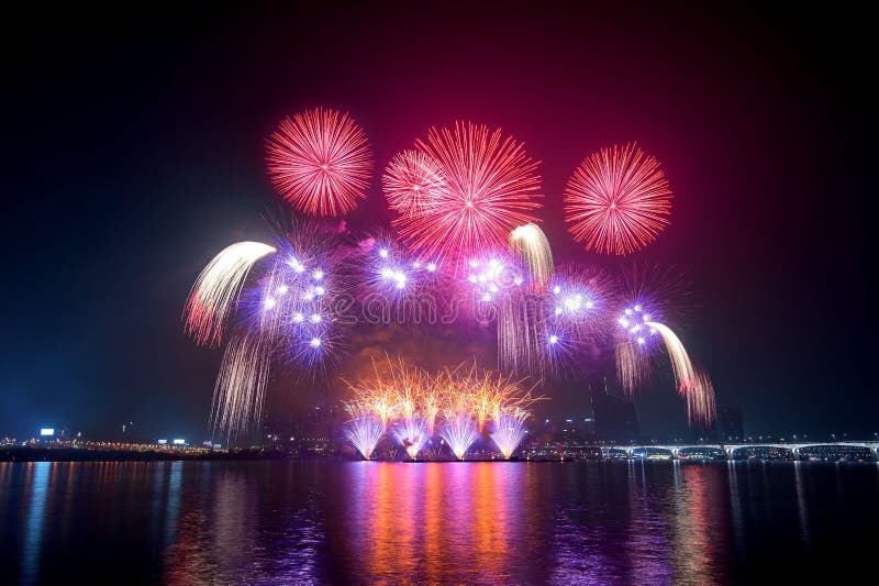 Firework Festival in Korea. Stock Image - Image of happy, korean: 64468591
