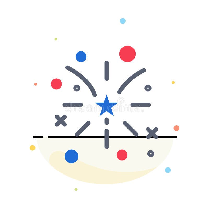 Firework, Fire, American, Usa Abstract Flat Color Icon Template Stock ...