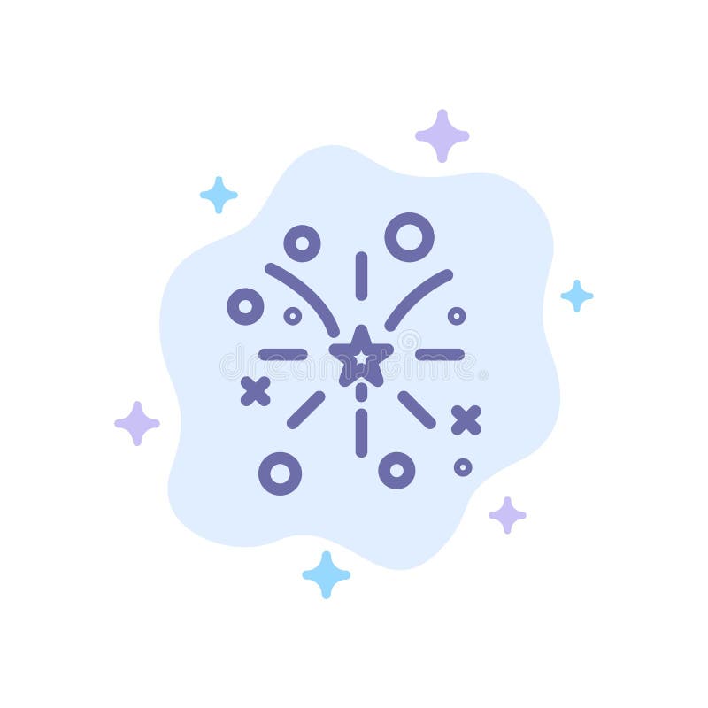 Firework, Fire, American, Usa Blue Icon on Abstract Cloud Background ...