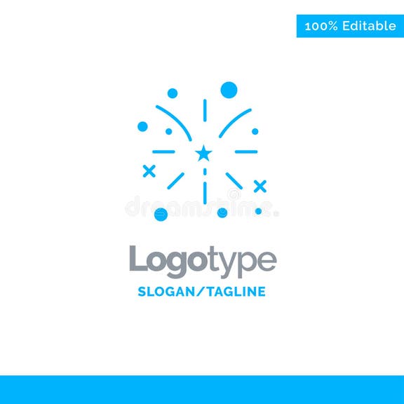 Firework, Fire, American, Usa Blue Solid Logo Template. Place for ...