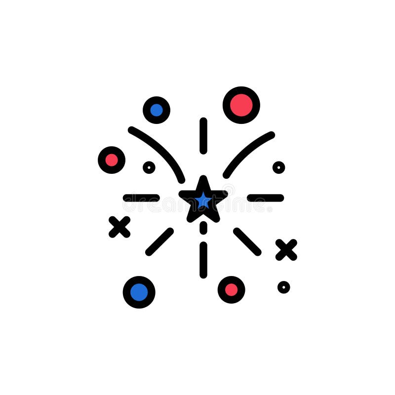 Firework, Fire, American, Usa Flat Color Icon. Vector Icon Banner ...