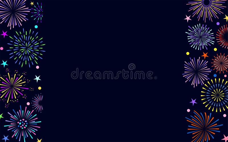 Firework Frame Border Carnival Sun Rays Salute Stock Vector ...