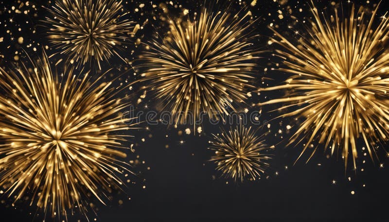 Firework Gold Bursting Isolated Black Background Stock Illustration ...