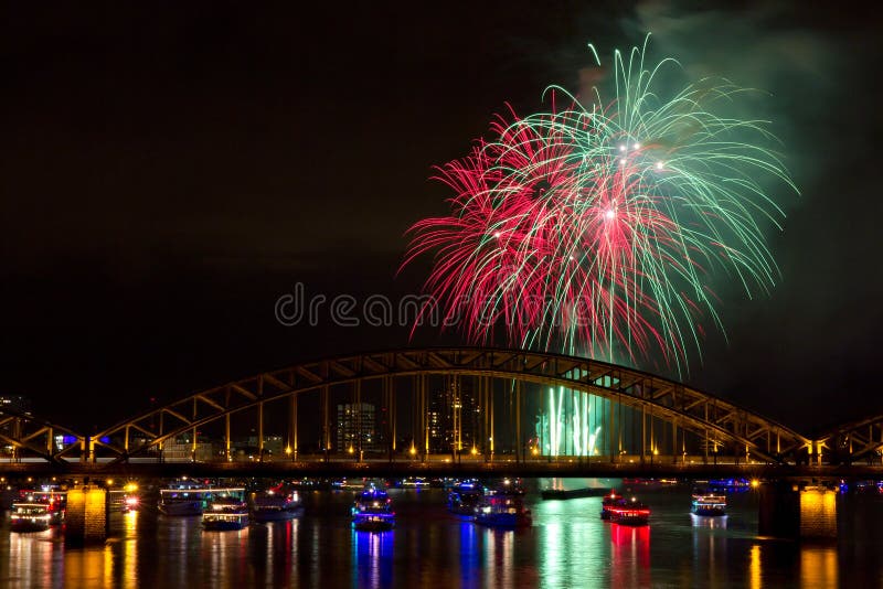 Firework in Green and Red Colors Stock Photo - Image of pyrotechnic ...