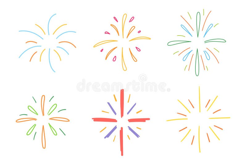 Firework Hand Drawn Doodle for Celebration, Element and Illustration ...