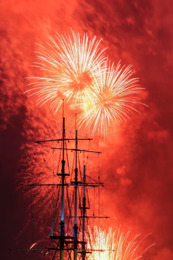Firework in Honor of the Navy. Stock Image - Image of green, holiday ...