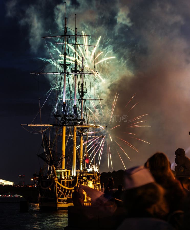 Firework in Honor of the Navy. Editorial Stock Photo - Image of night ...