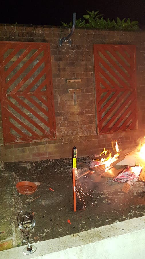 Firework Launching in a Garden Close Up Stock Image - Image of bonfire ...