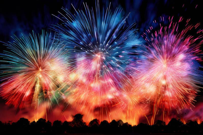 Firework Layers Multiple Exposures of Fireworks with Different B Stock ...