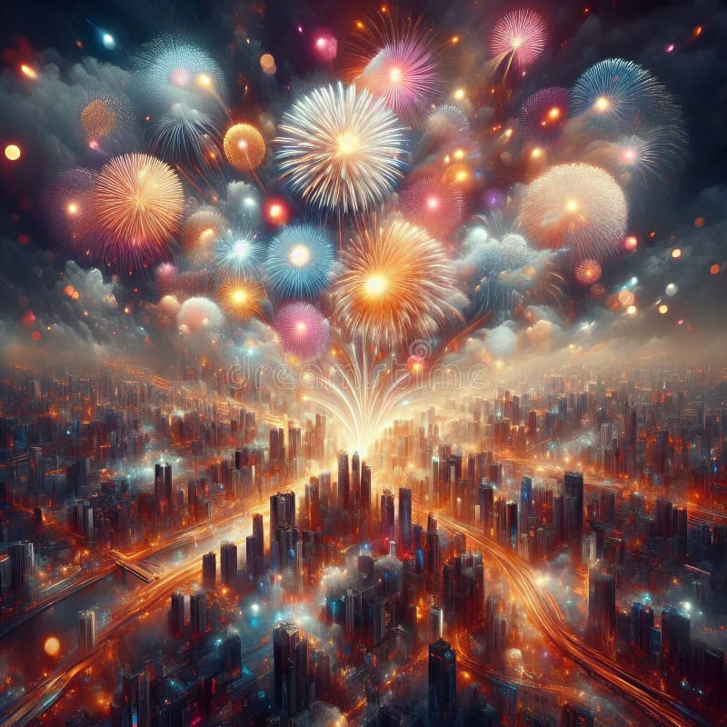 Firework Layers Multiple Exposures of Fireworks with Different B Stock ...