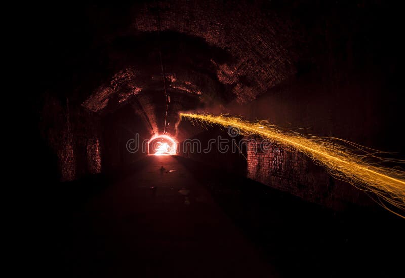 Firework in tunnel stock image. Image of nighttime, circle - 30004915