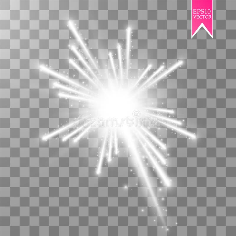 Firework Lights Effect with Glowing Stars in Sky Isolated on ...