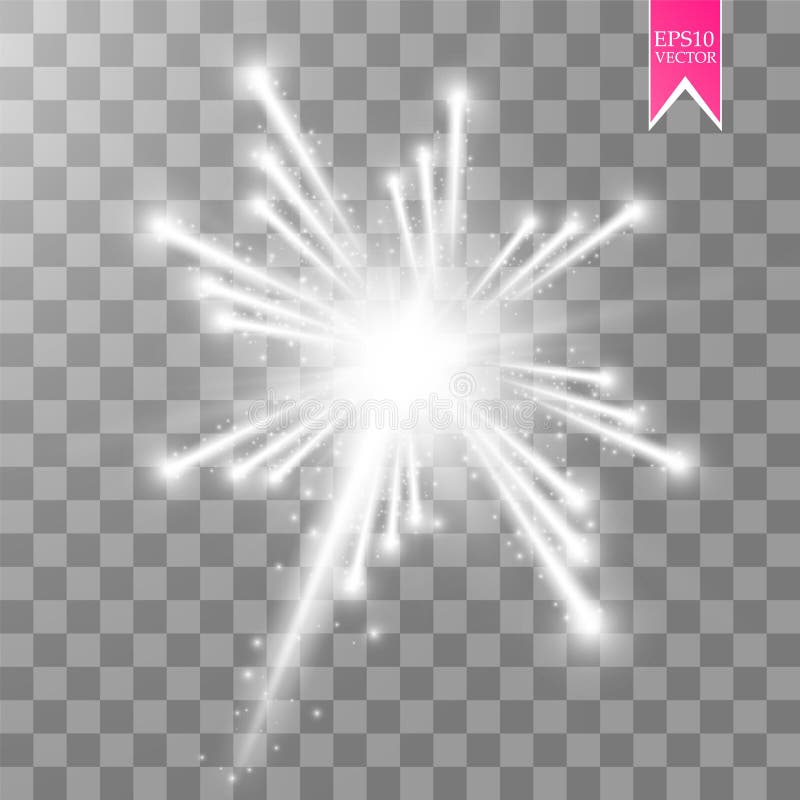 Firework Lights Effect with Glowing Stars in Sky Isolated on ...