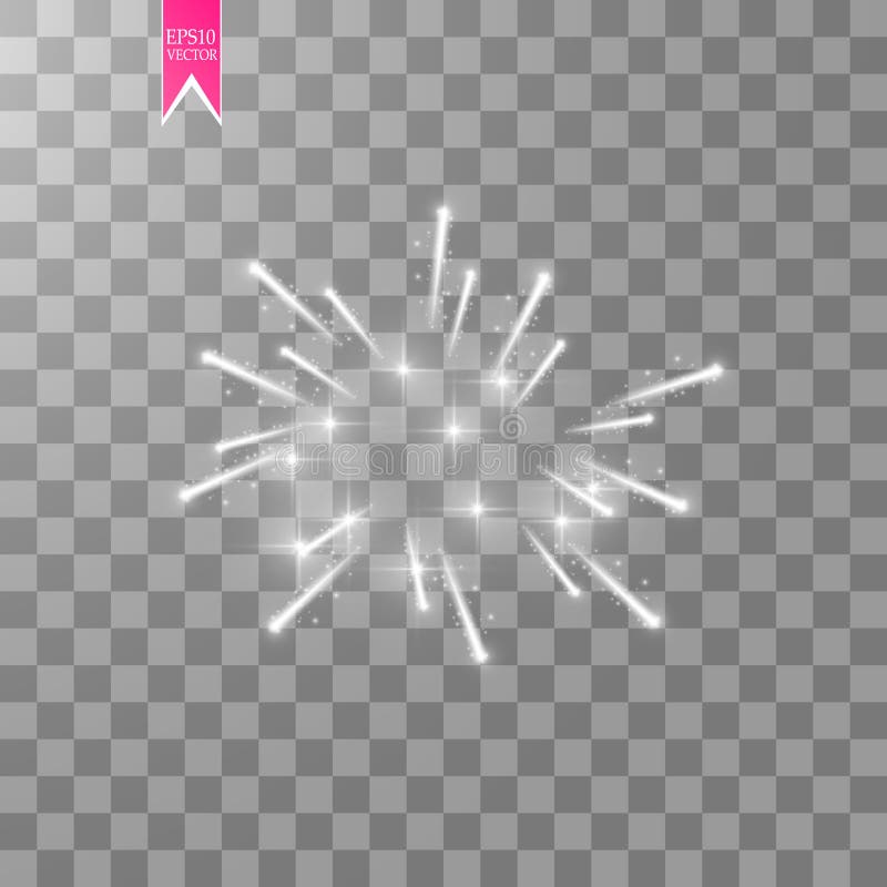 Firework Lights Effect with Glowing Stars in Sky Isolated on ...