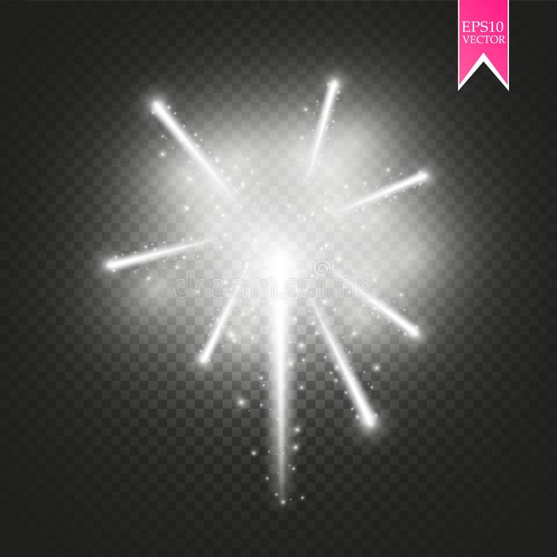 Firework Lights Effect with Glowing Stars in Sky on Transparent ...