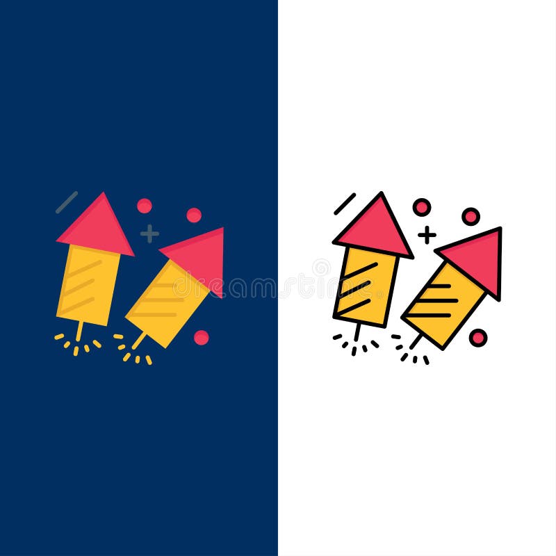 Firework, Love, Wedding, Fire Icons. Flat and Line Filled Icon Set ...