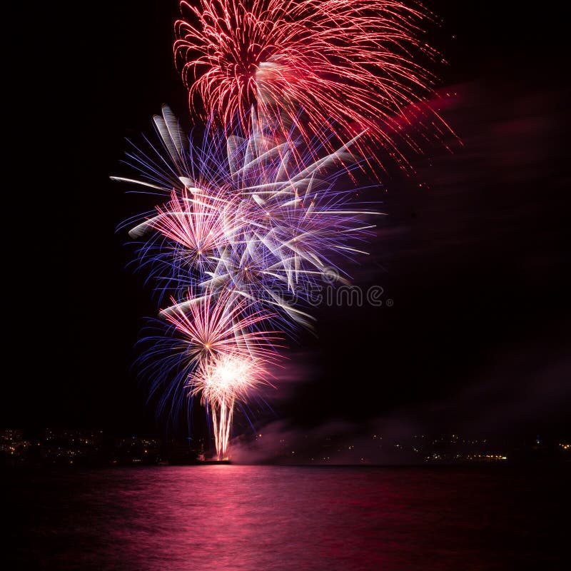 Firework over the water stock image. Image of celebration - 31949487