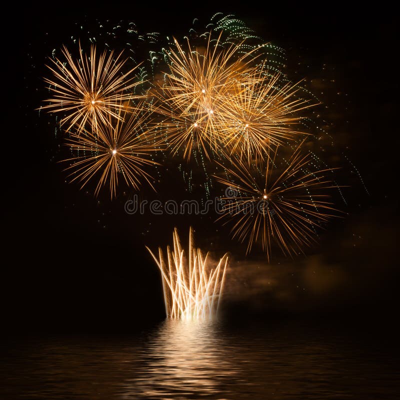 Firework over the water stock photo. Image of explode - 45104300