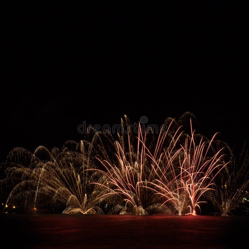 Firework over the water stock photo. Image of pyrotechnics - 46195958