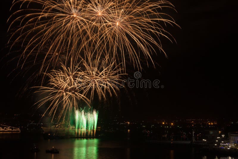 Firework over the water stock image. Image of july, firework - 79802449
