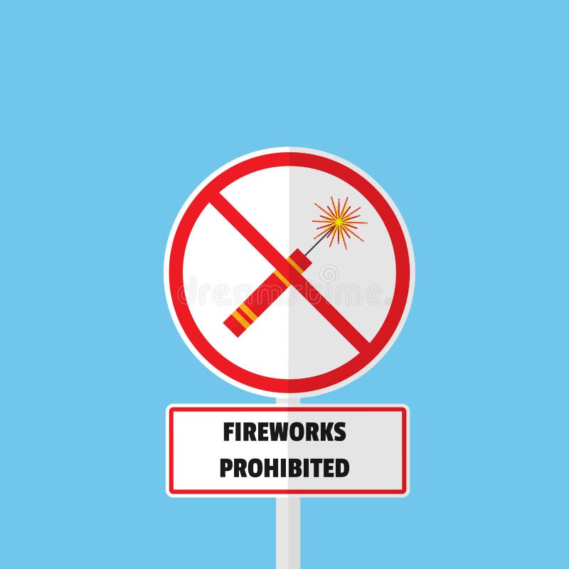 Firework Prohibited Sign Flat Vector Design. Stock Vector ...