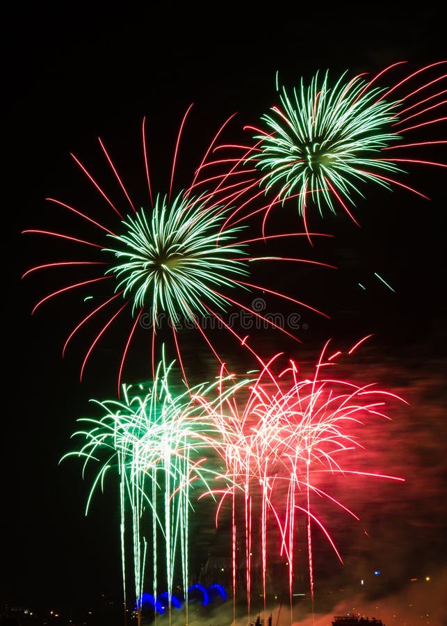 Firework in Green and Red Colors Stock Photo - Image of pyrotechnic ...