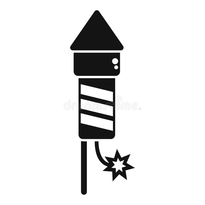 Firework Rocket with Burning Wick Standing Upright Icon Stock ...