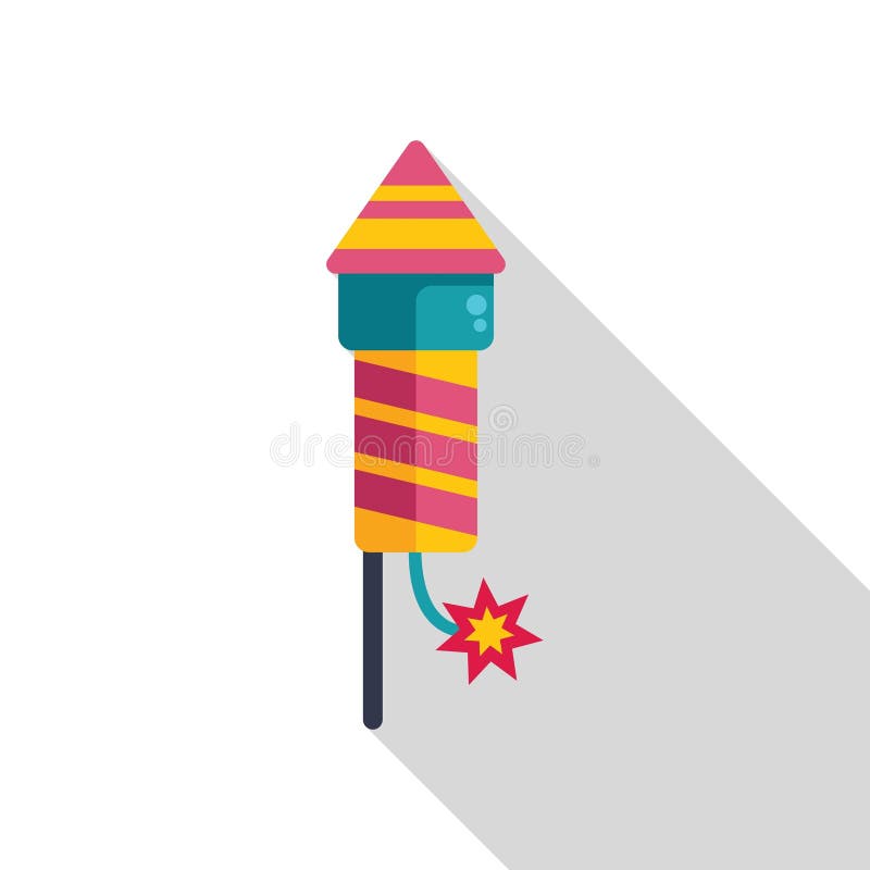 Firework Rocket Exploding with Sparks Flying, Colorful Celebration Icon ...