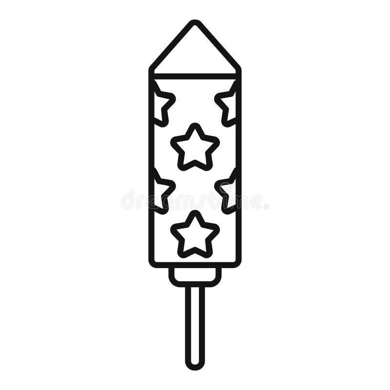 Firework Rocket Exploding with Stars Icon Thin Line Vector Stock ...