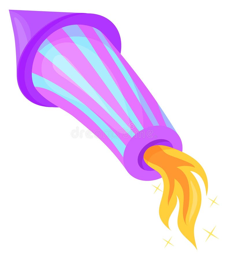 Firework Rocket. Flying Fire Cracker Cartoon Icon Stock Illustration ...