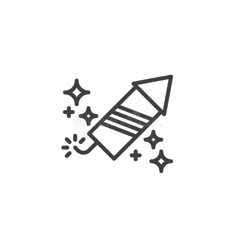 Firework Rocket Outline Icon Stock Vector - Illustration of firecracker ...