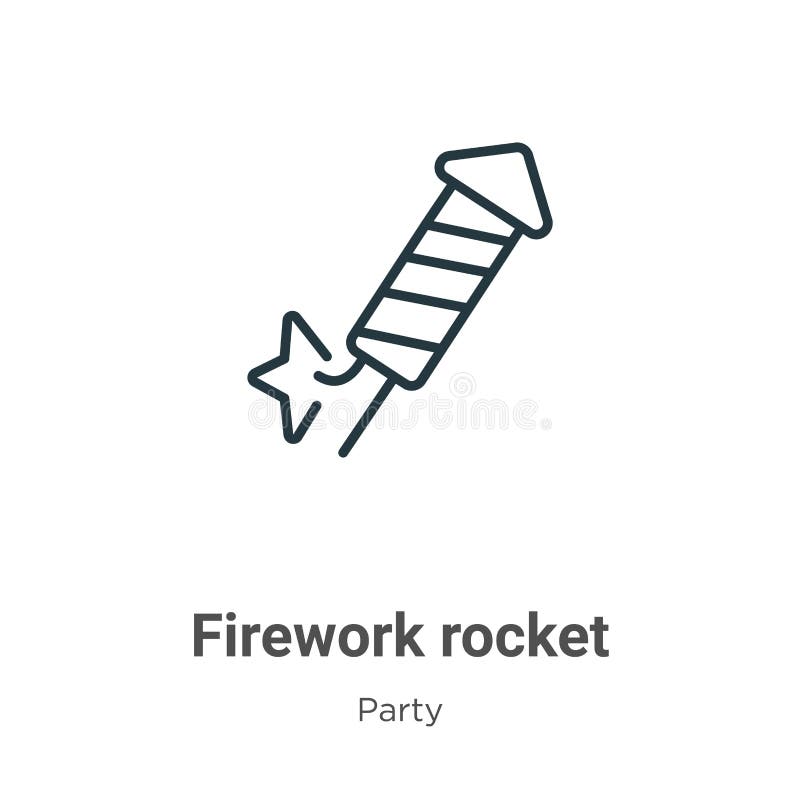 Firework Rocket Outline Vector Icon. Thin Line Black Firework Rocket ...
