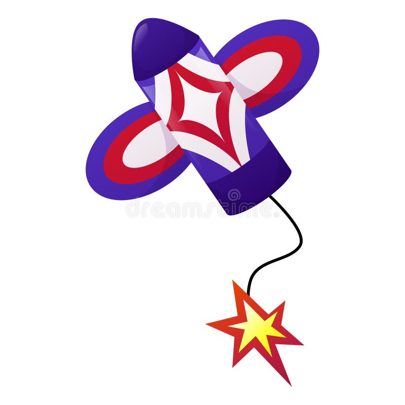 Firework Rocket Petard Explosion with Burning Wick, Vector Cartoon ...