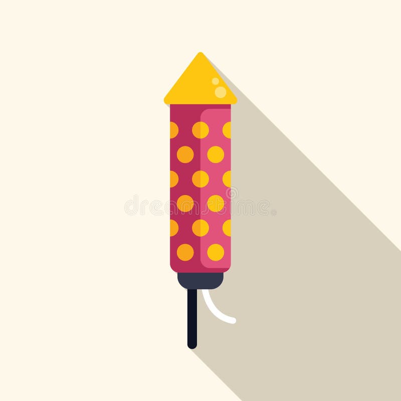 Firework Rocket Standing with Burning Fuse and Long Shadow Stock ...