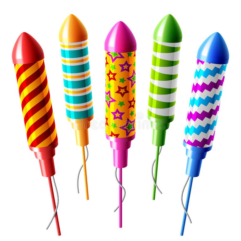 Cartoon Fireworks Rockets Stock Illustrations – 365 Cartoon Fireworks ...