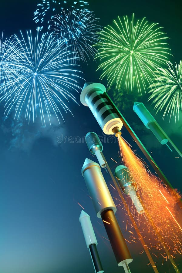 Firework Rockets stock photo. Image of copy, dazzling - 61199518