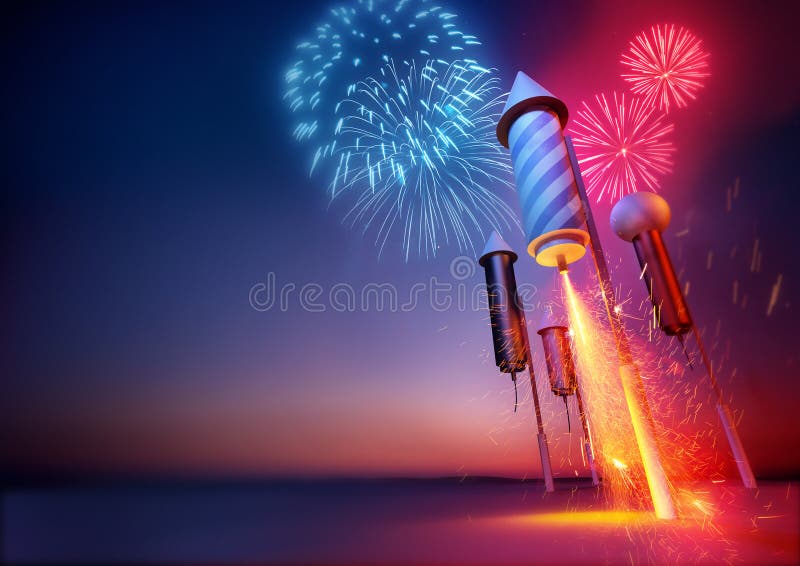 Firework Rockets stock photo. Image of copy, dazzling - 61199518